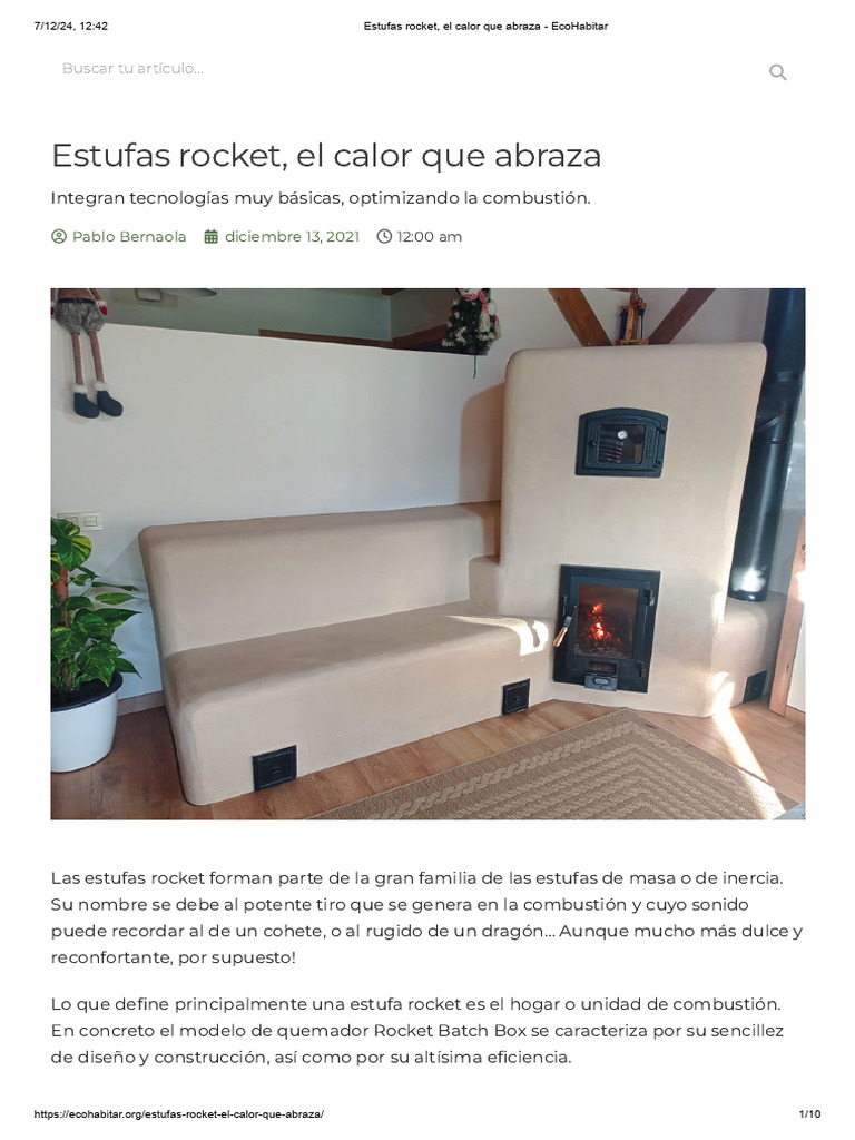 Estufas Rocket, El Calor Que Abraza - EcoHabitar | PDF | Chimenea | Energía renovable
