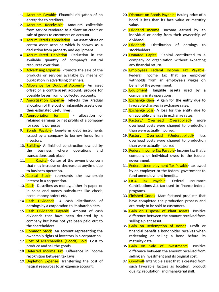 Key Accounting Terms Explained | PDF | Dividend | Expense