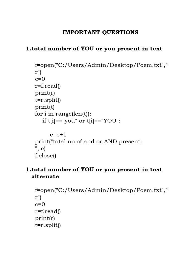 File Handling Text File Questions Pdf Text File Writing