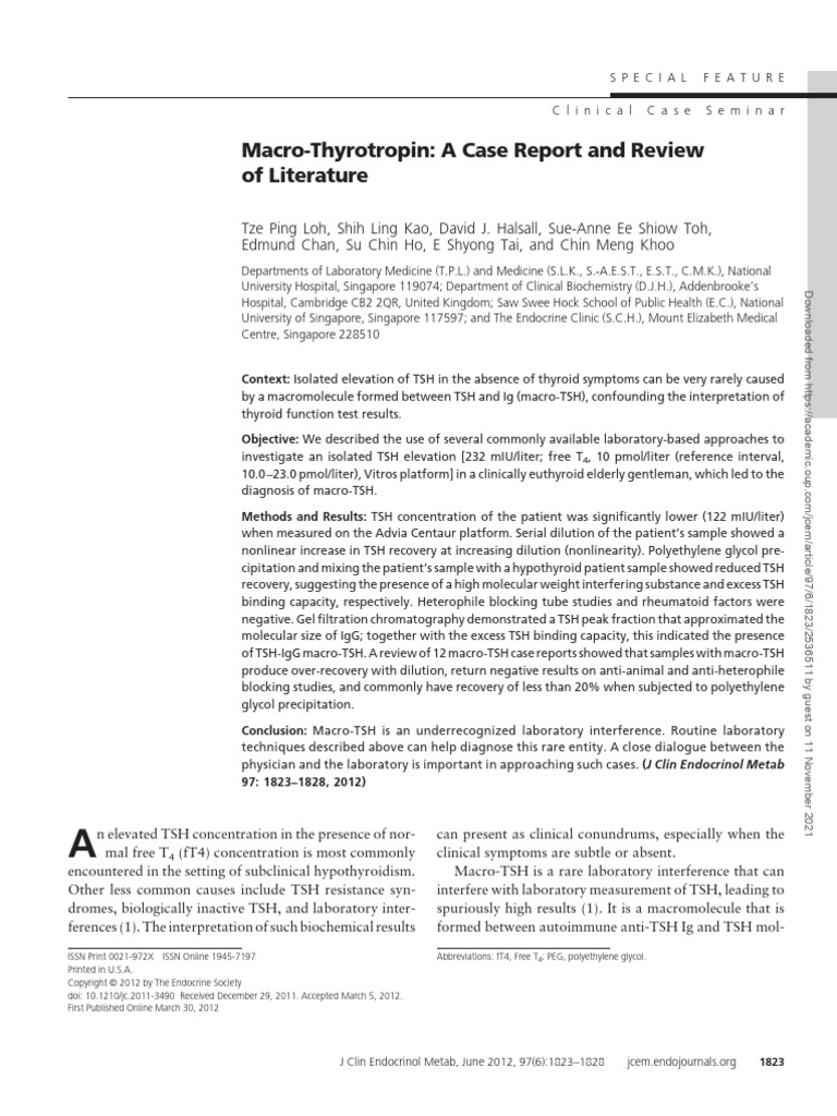 2012.Macro-Thyrotropin A Case Report and Review | PDF | Thyroid ...
