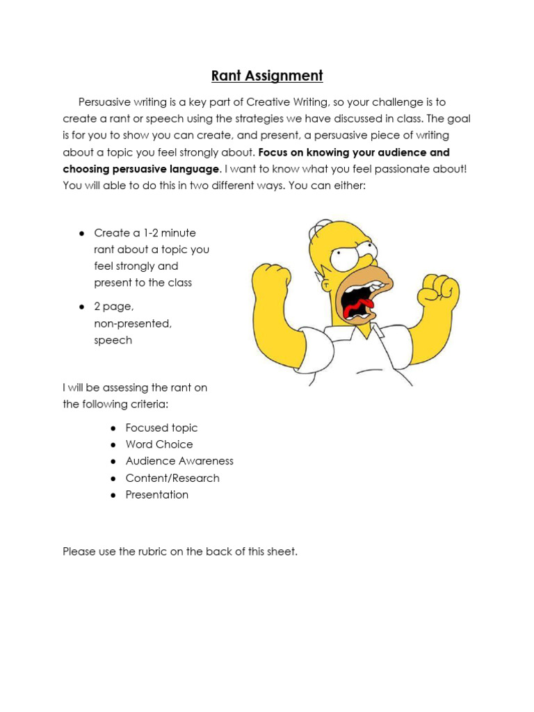 Rant Assignment.docx | PDF | Human Communication | Communication