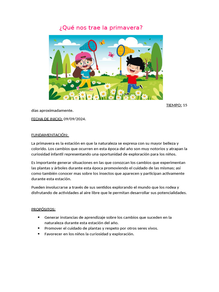 Qué Nos Trae La Primavera | PDF | Insectos | Educación de la primera ...