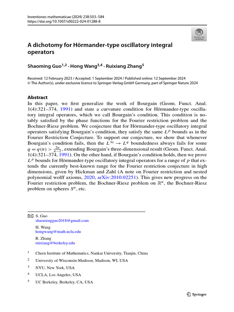 Dichotomy For Hormander-Type Oscillatory Integral Operators | PDF ...