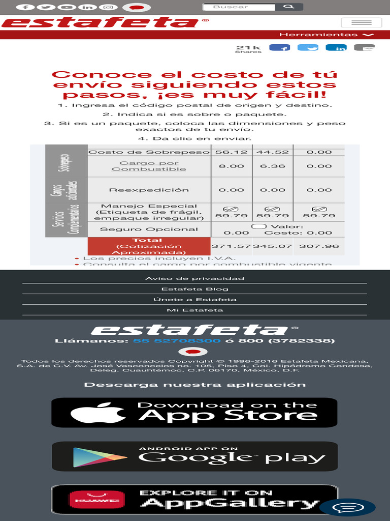 Estafeta Cotizar un envío | PDF
