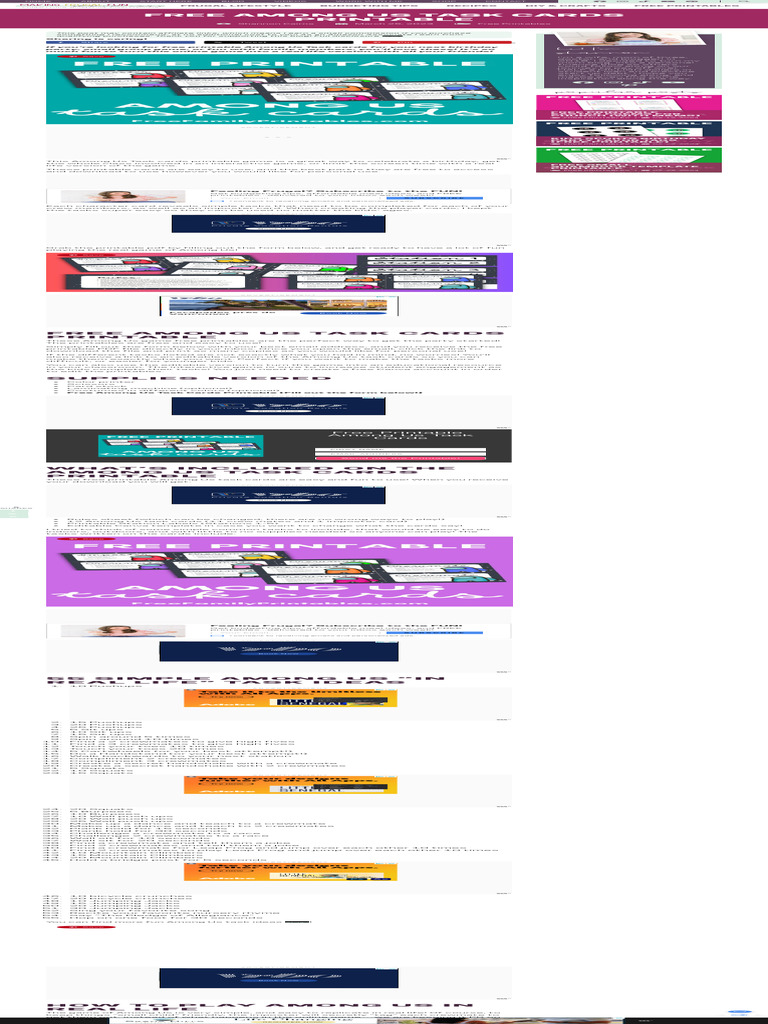 Free Printable Among Us Task Cards | PDF