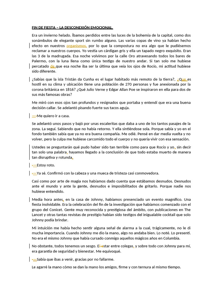 Fin de Fiesta - La Desconexión Emocional - Alex Faur | PDF