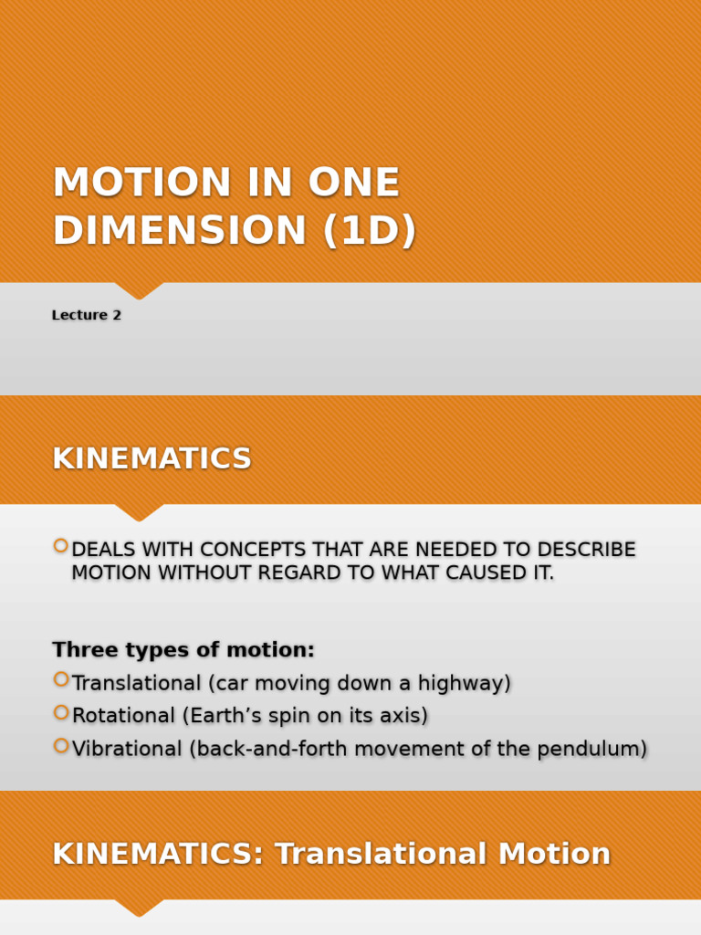 Kinematics of Motion in One Dimension | PDF | Velocity | Acceleration