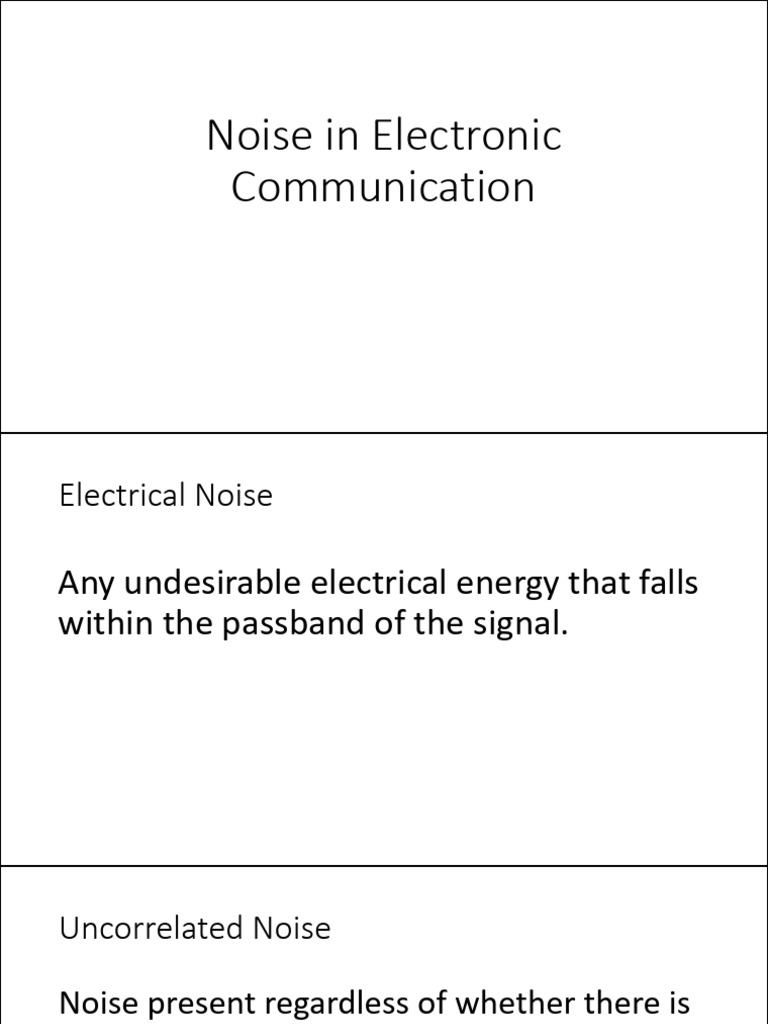 Noise in Electronic Communication | PDF | Signal To Noise Ratio | Distortion