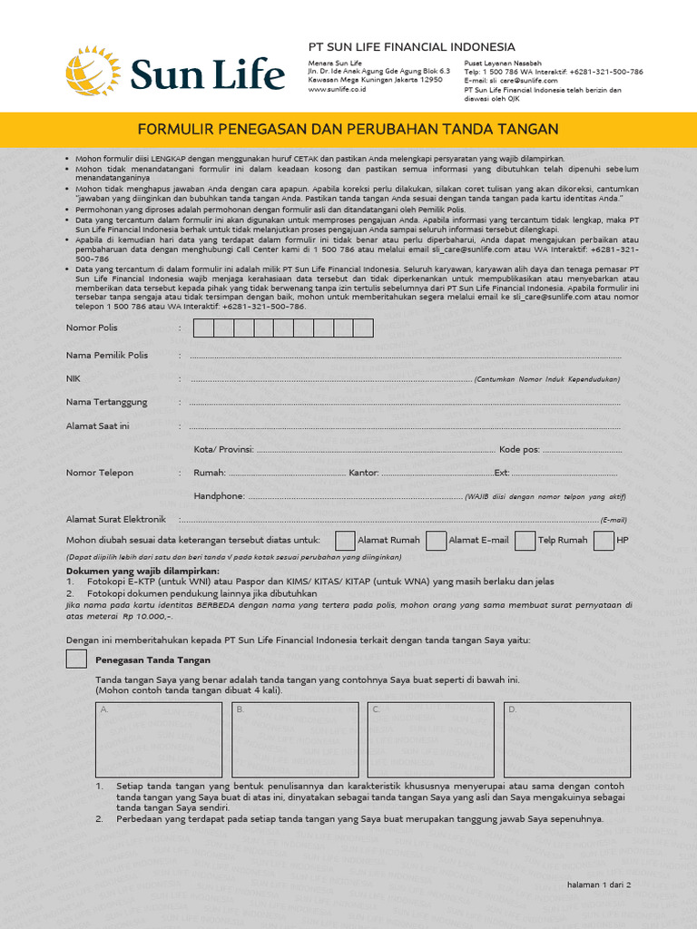 Form Penegasan Dan Perubahan Tanda Tangan | PDF