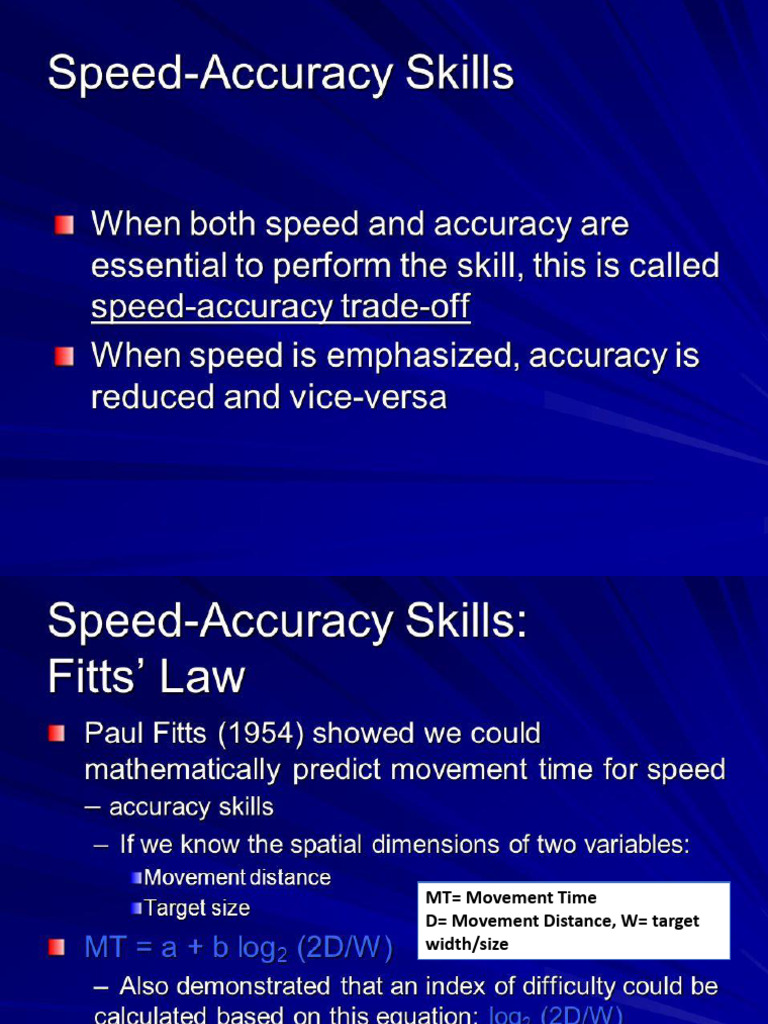 Speed accuracy trade off and Bimanual Coordination Skills | PDF