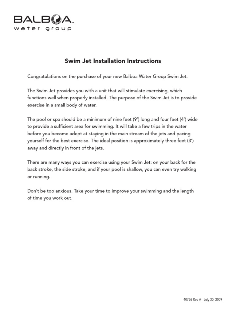 Swim Jet Installation Guide | PDF | Pump