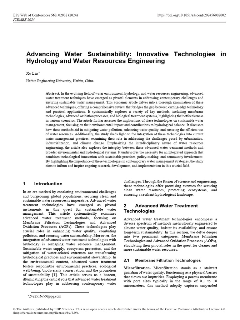 Advanced Water Treatment Technologies | PDF | Water | Desalination
