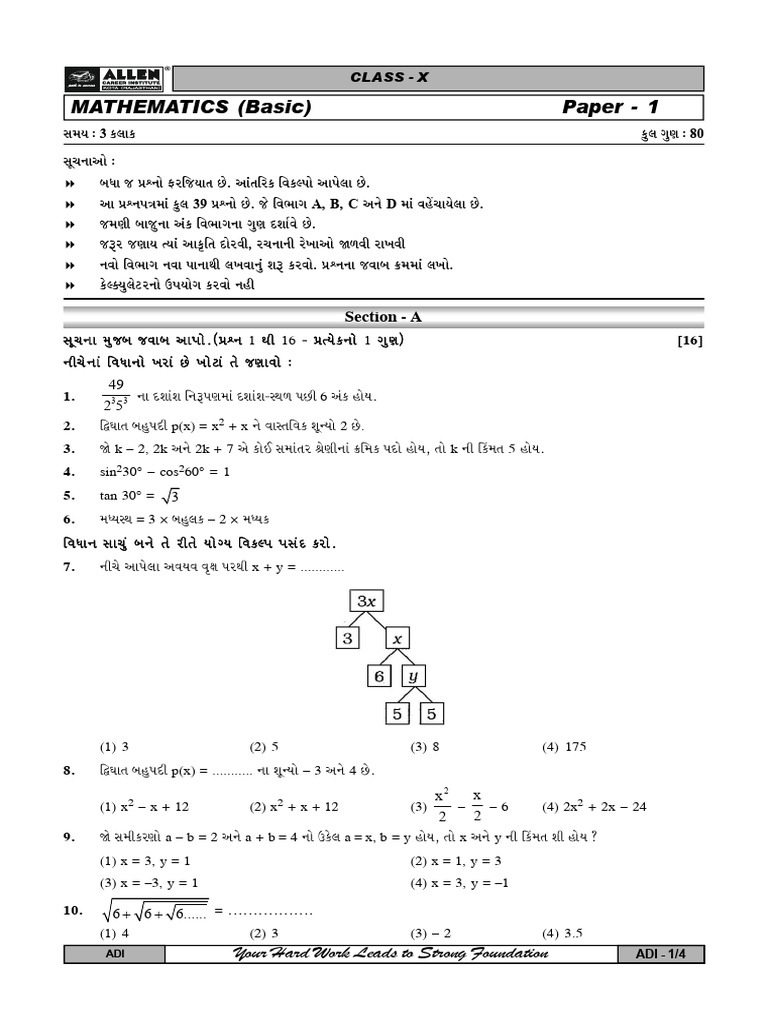 Maths Basic Paper 1 | PDF