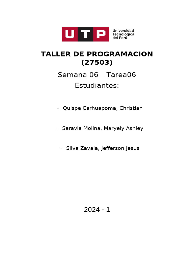 Semana 06 - Tarea | PDF