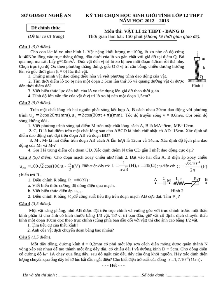 Dethi HSG Nghean 2013 Vatly12 Bangb | PDF