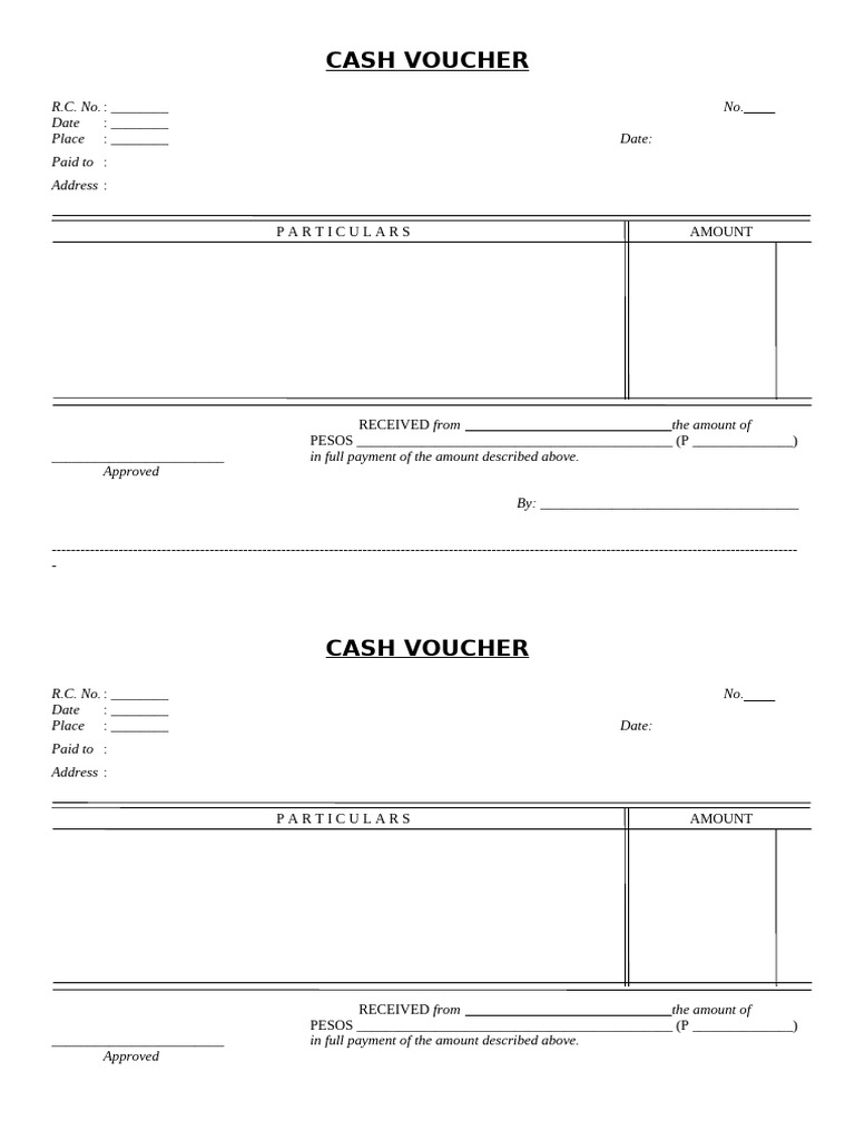 Cash Voucher Template for Payments | PDF