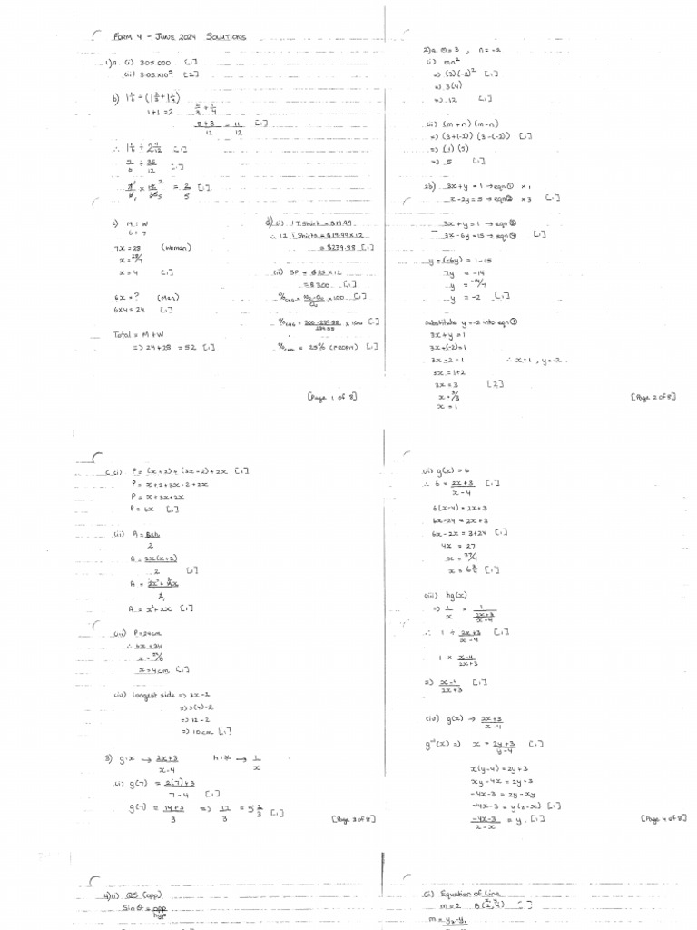 Form 4 Paper 2 Solutions (Printable) | PDF
