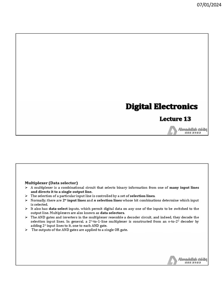 Lecture-13 | PDF | Digital Technology | Electronics
