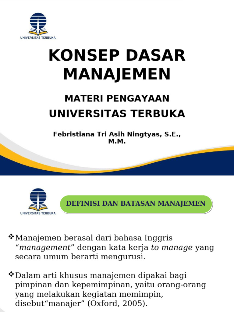 SIMULASI - Materi Pengayaan Sesi 1 Konsep Dasar Manajemen | PDF