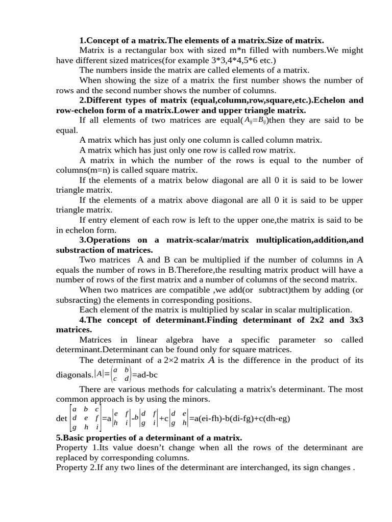 1 | PDF | Matrix (Mathematics) | Determinant