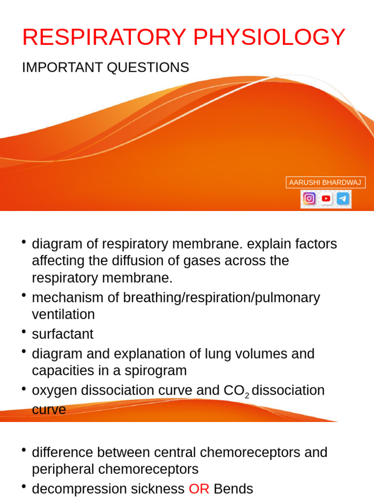 RESPIRATORY PHYSIOLOGY Imp Ques | PDF | Breathing | Respiratory System