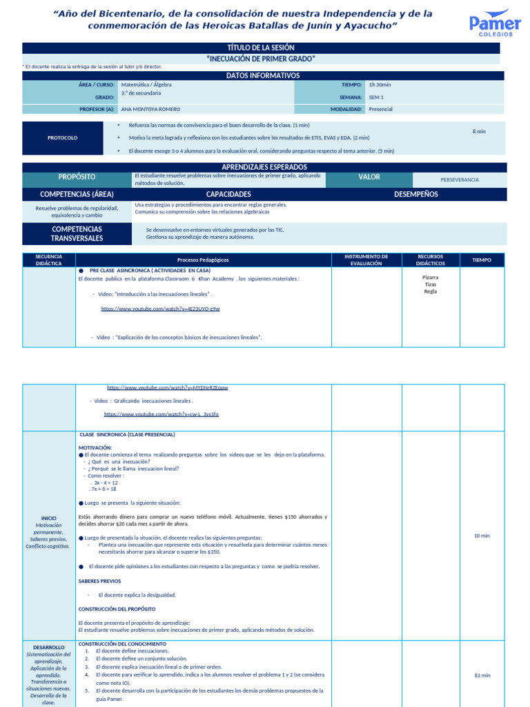 SESION DE APRENDIZAJE - CLASE INVERTIDA | PDF | Maestros | Aprendizaje