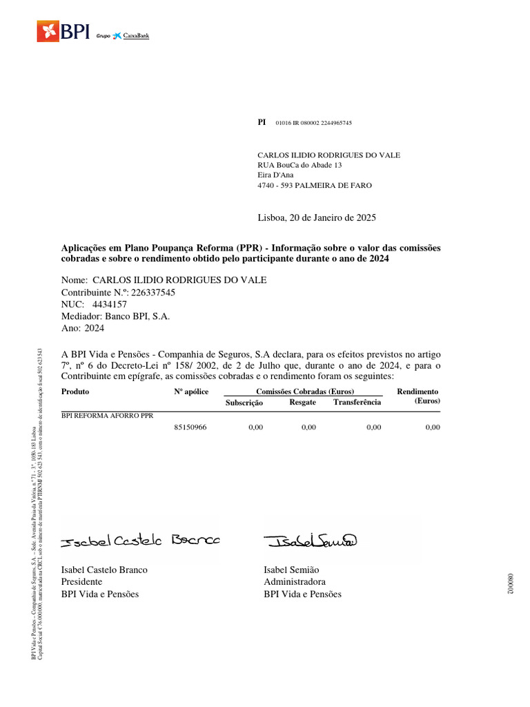 Informações Anuais PPR BPI 2024 | PDF | Setor privado | Economias