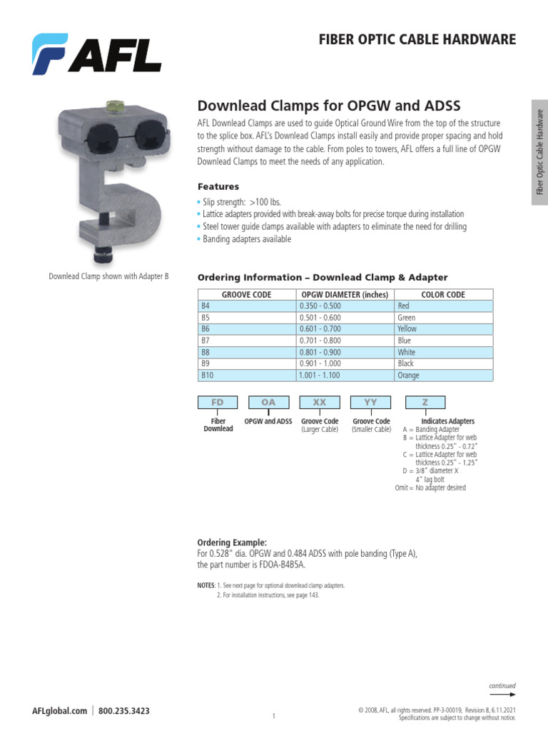 OPGW Downlead Clamp Specifications | PDF | Electrical Components ...