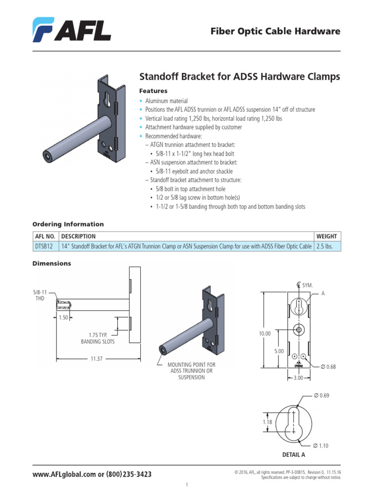ADSS Standoff Bracket For ADSS Hardware Clamps | PDF | Equipment ...