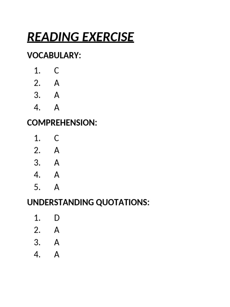 Reading Exercise | PDF