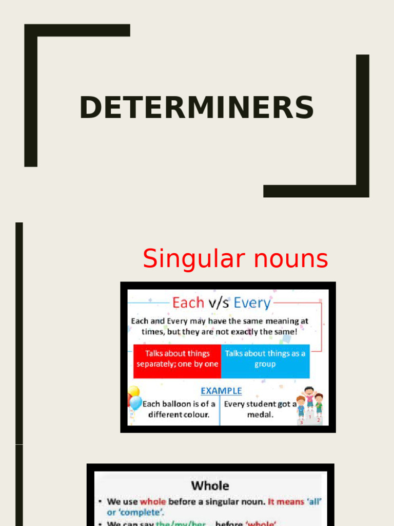 Understanding Determiners and Quantifiers | PDF | Plural | Quantity