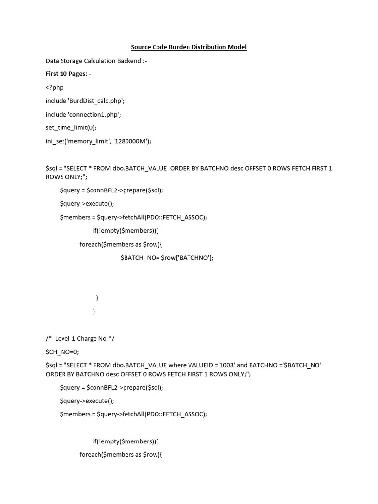 Source Code Burden Distribution Model | PDF | Sql | Data