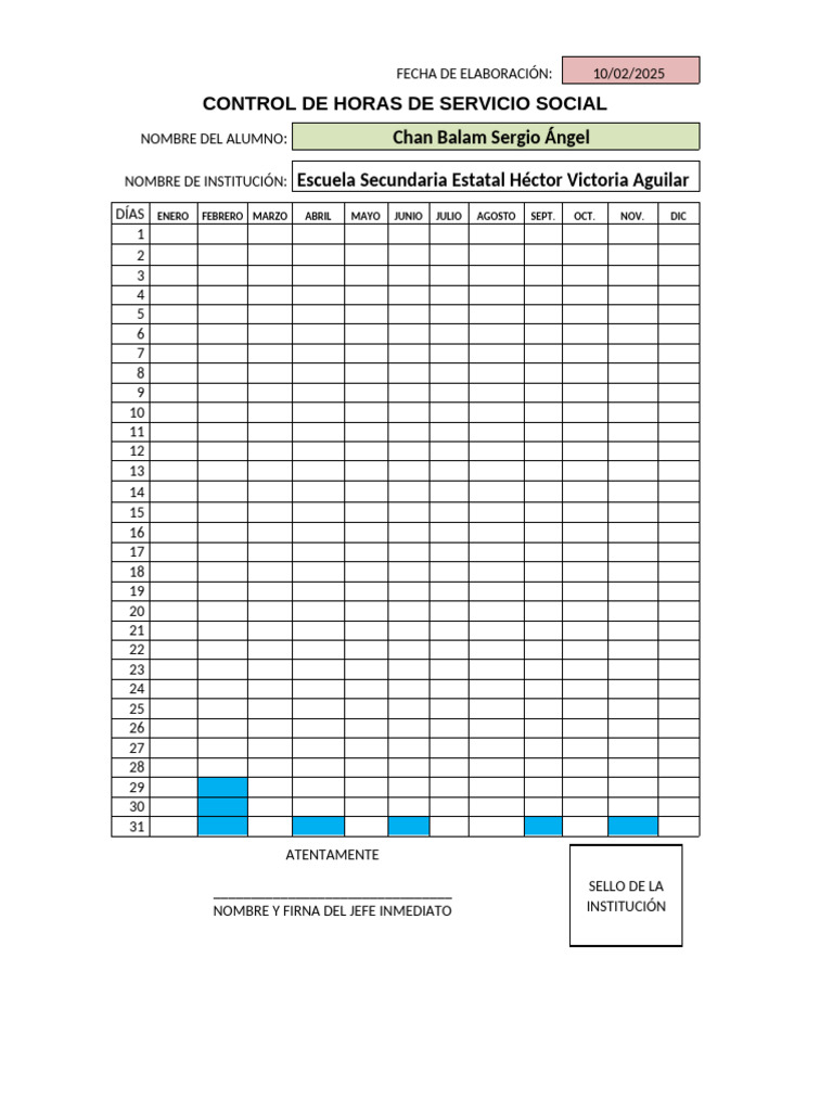 Control Horas Servicio Social 2025 | PDF