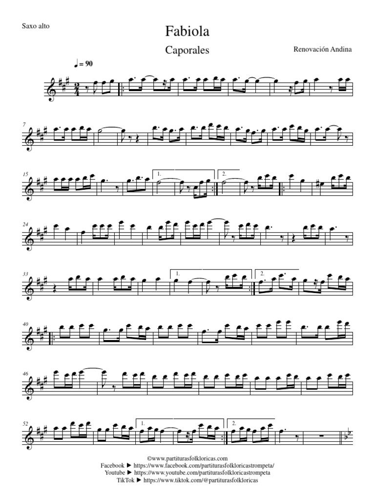 Caporales Fabiola - Renovación Andina - Saxo Alto | PDF