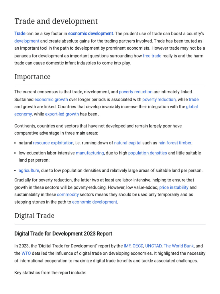Trade and Development - Wikipedia | PDF | World Economy | Economies