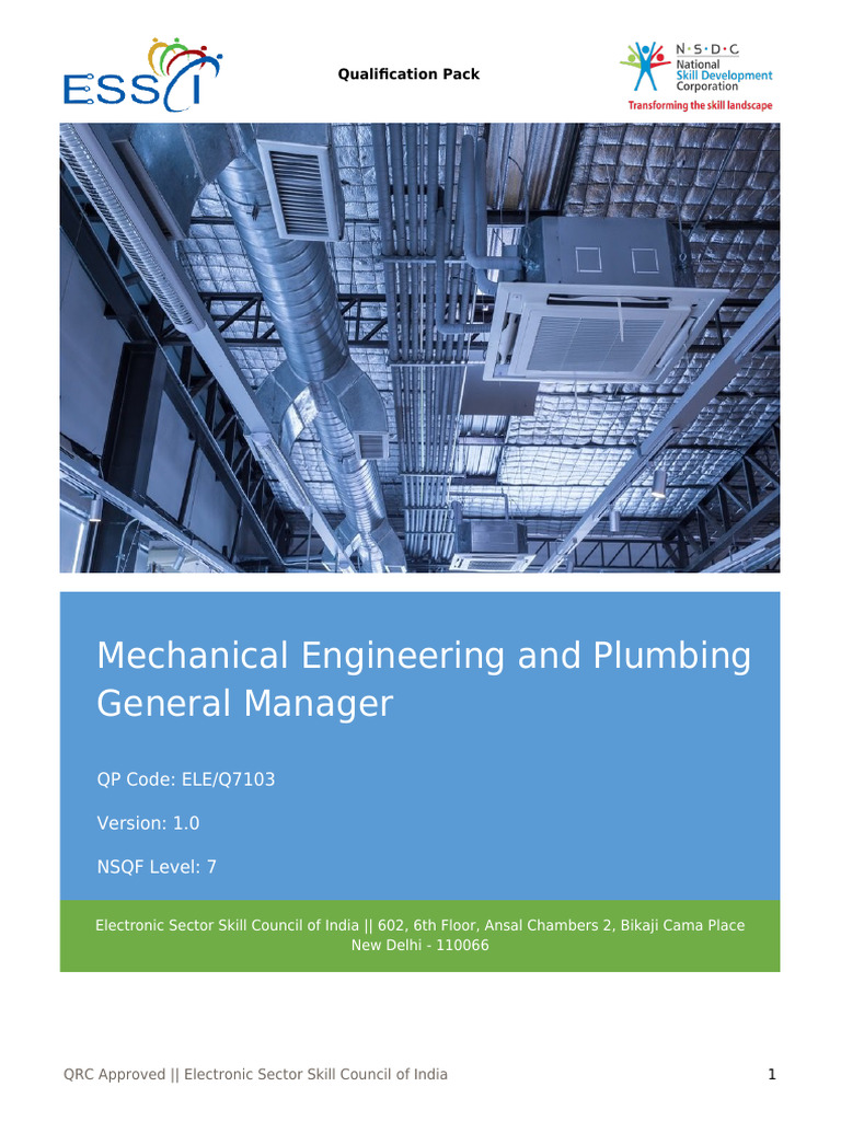 ELE - Q7103 - v1.0 Plumbing General Manager 04 10 21 | PDF | Specification (Technical Standard ...