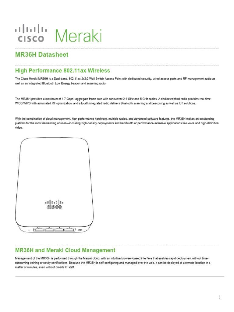meraki-mr36h-datasheet-english | PDF | Ieee 802.11 | Mimo