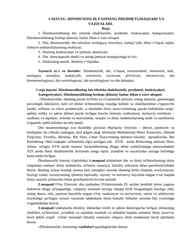 1-Ma'ruza Matni - 419170 | PDF