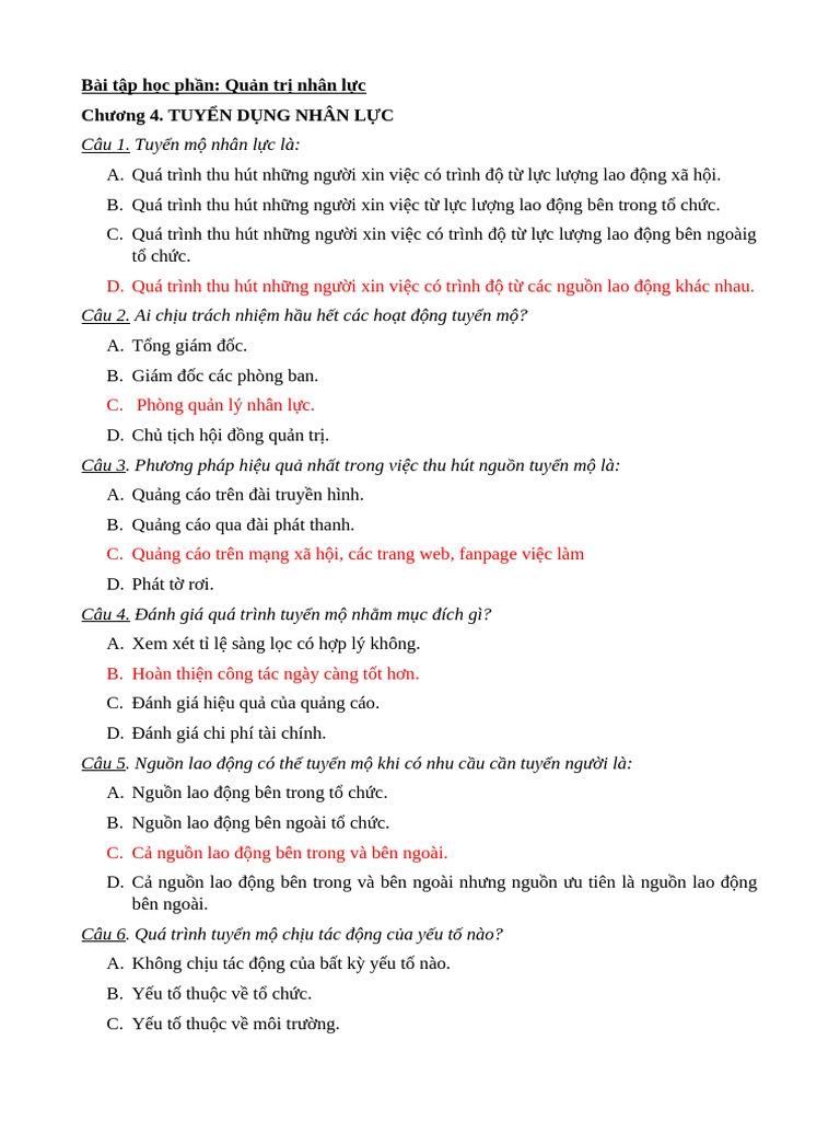 4.Bài-tập-QTNL-Chương-4-Tuyển-dụng | PDF