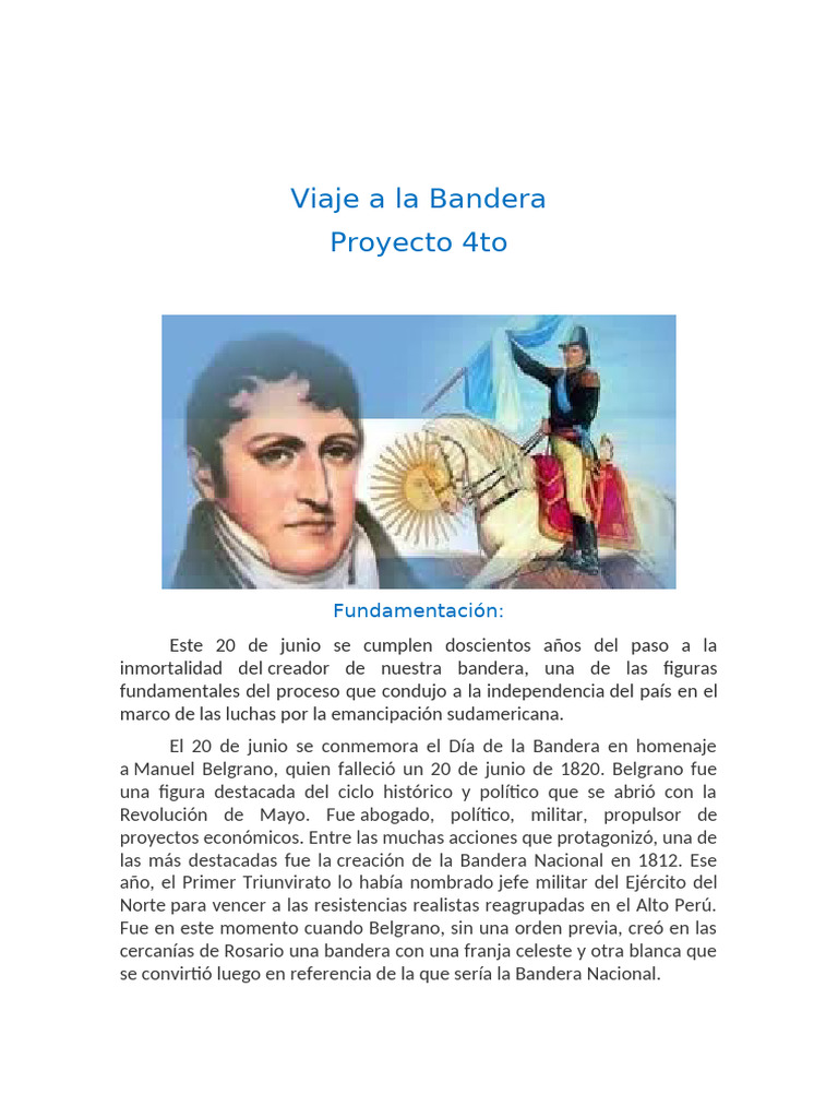 Proyecto Educativo: Día de la Bandera | PDF