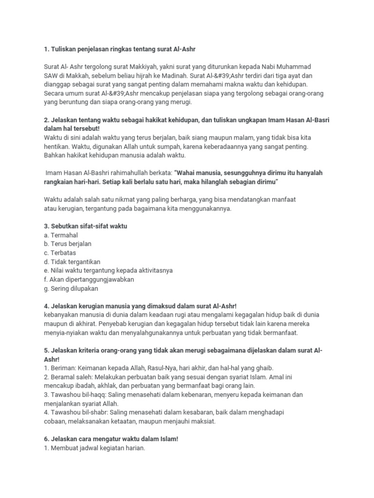 Tafsir Al Asr | PDF