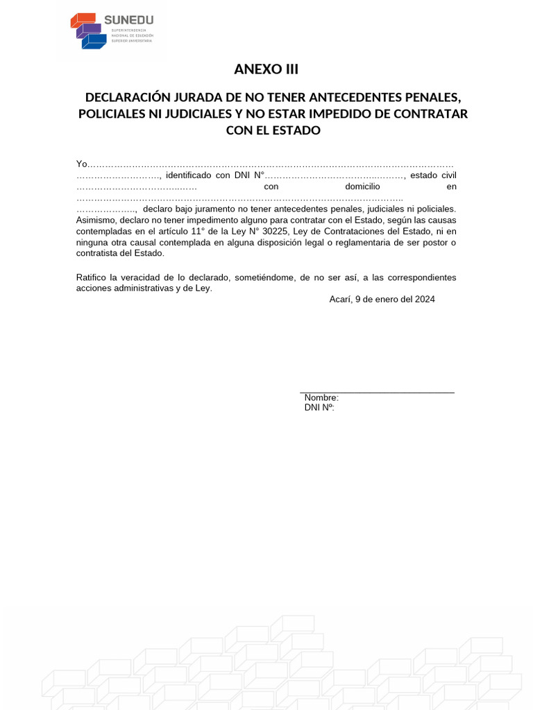 formato-de-declaracion jurada | PDF