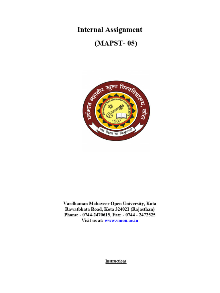 Internal Assignment (MAPST-05) | PDF