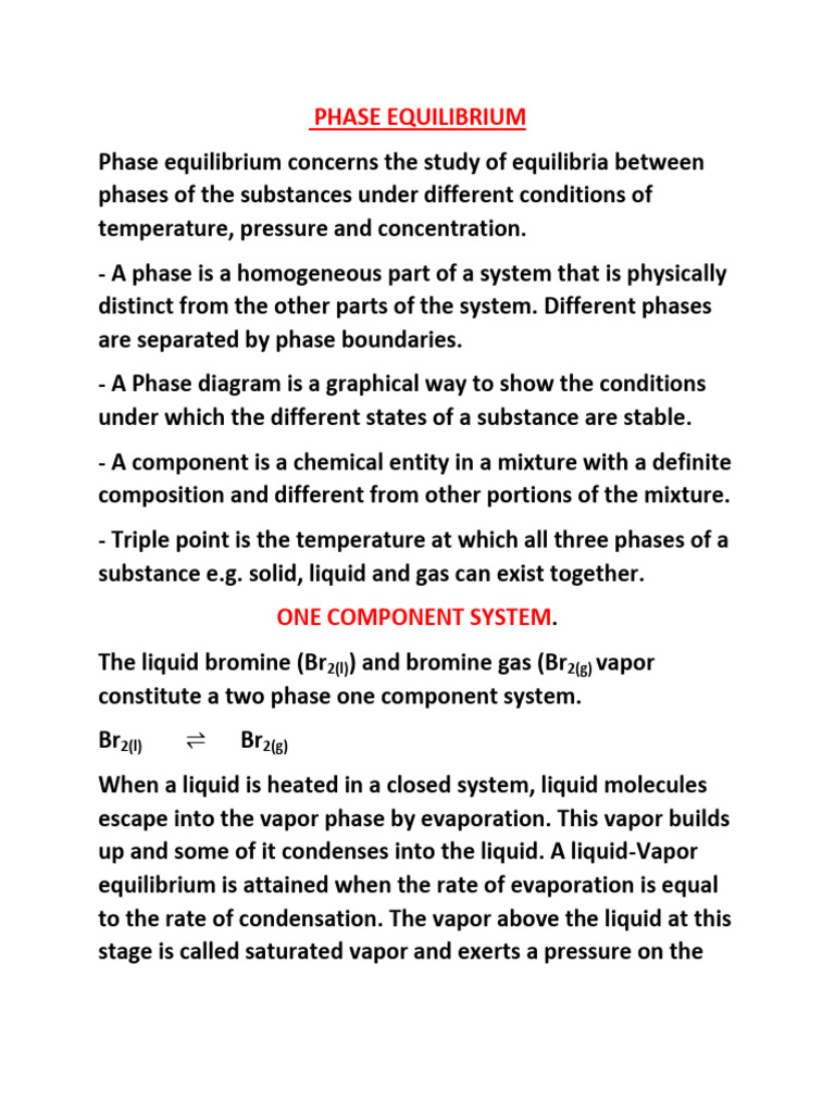 Phase Equilibrium | PDF | Phase (Matter) | Distillation