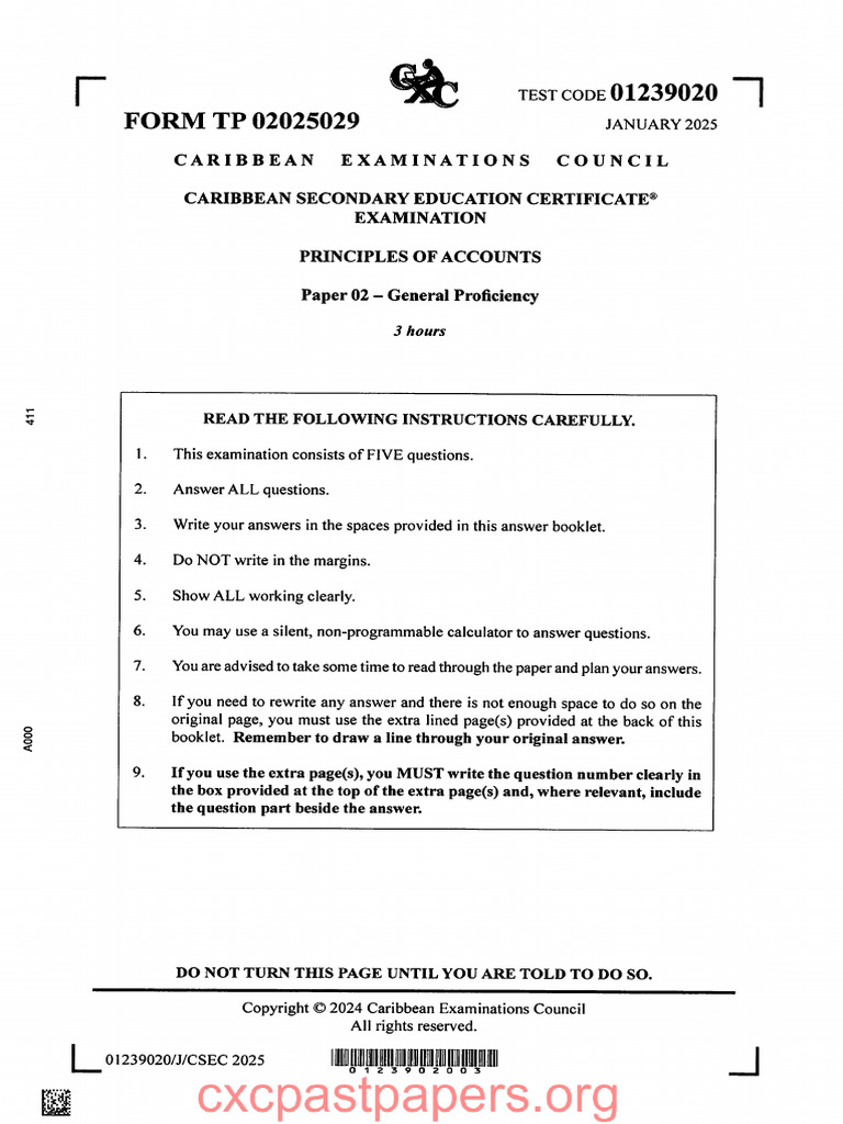 Csec Poa January 2025 p2 | PDF