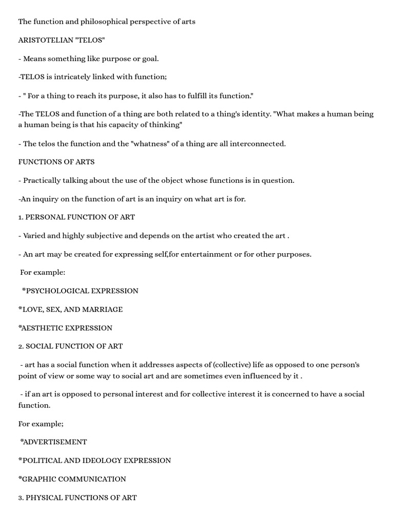 Functions and Philosophy of Art | PDF | Color | Shape