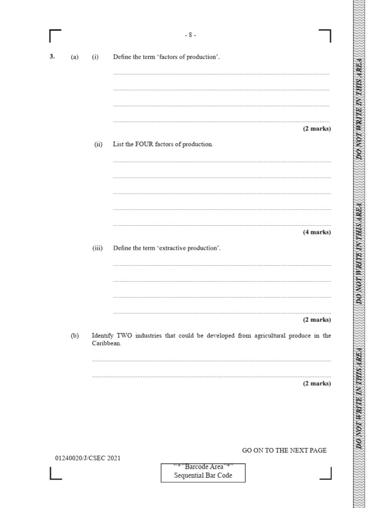 POB CSEC P2 - 2021 - Prod Question | PDF | Barcode | Computing