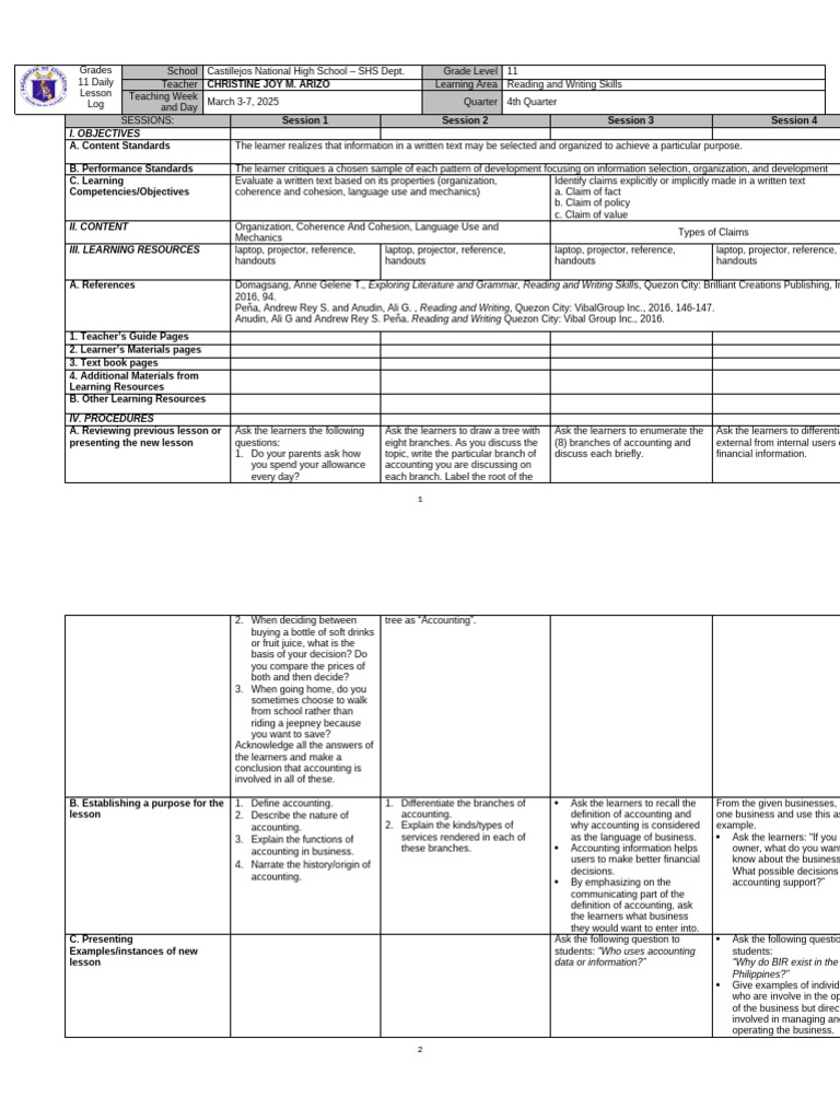 3rdQ Week 1 ABM - FABM11 IIIa 1 10 | PDF | Learning | Evaluation