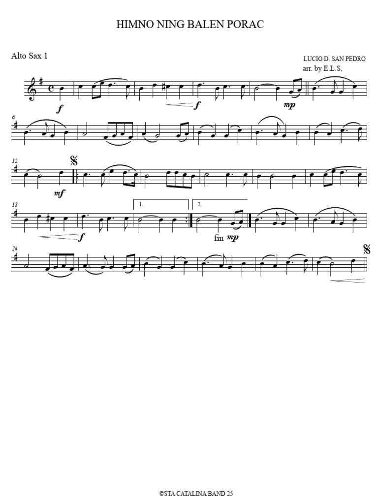 Himno Ning Porac - Alto Sax 1 | PDF