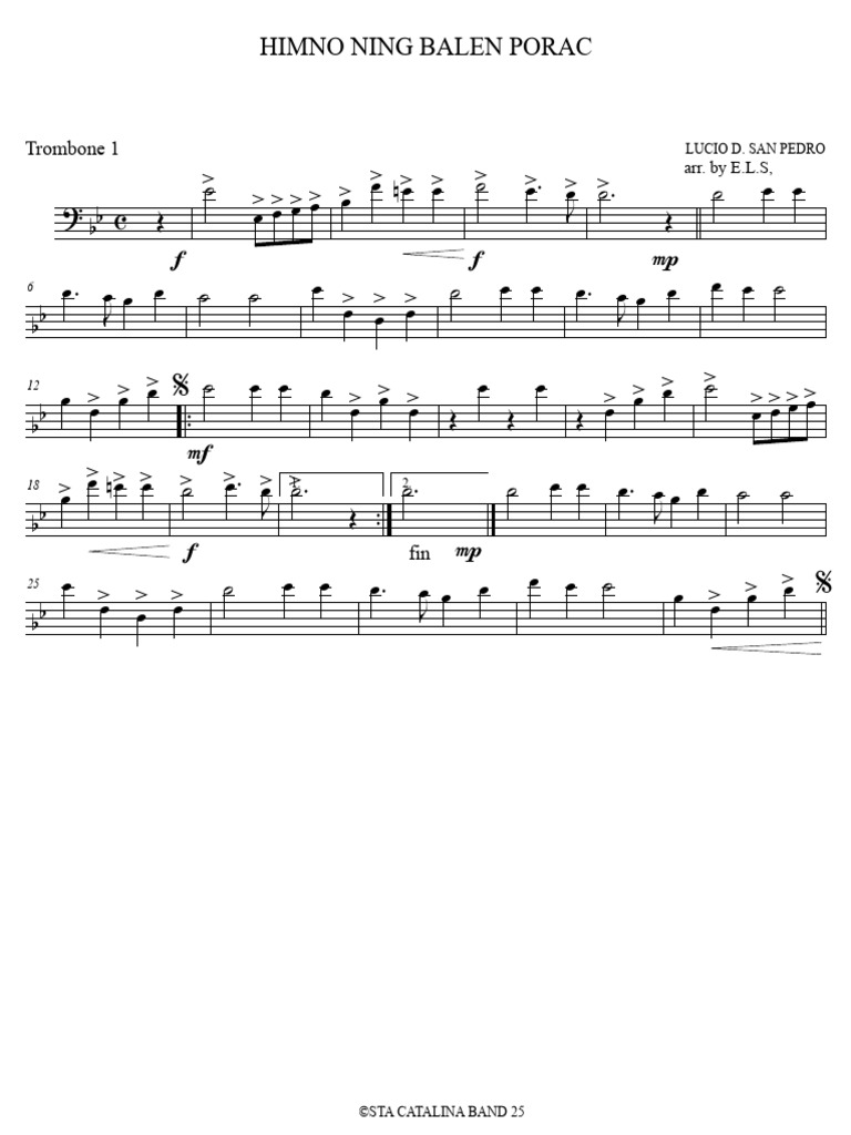Himno Ning Porac - Trombone 1 | PDF
